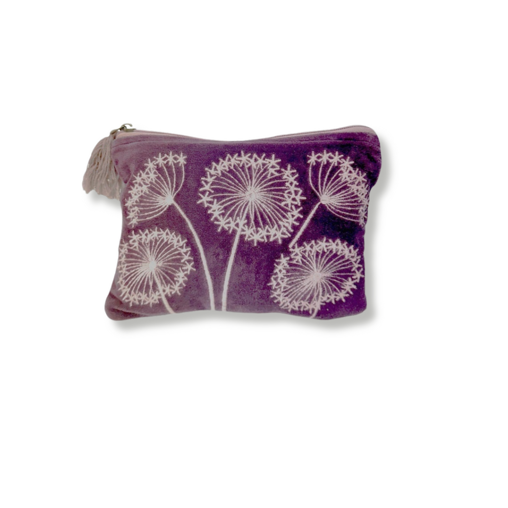 Pouch Corduroy Purple with Embroidered Flowers – Russborough Shop